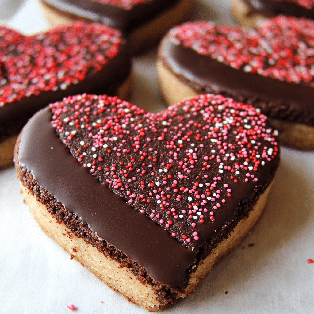 Chocolate Shortbread Heart Cookies